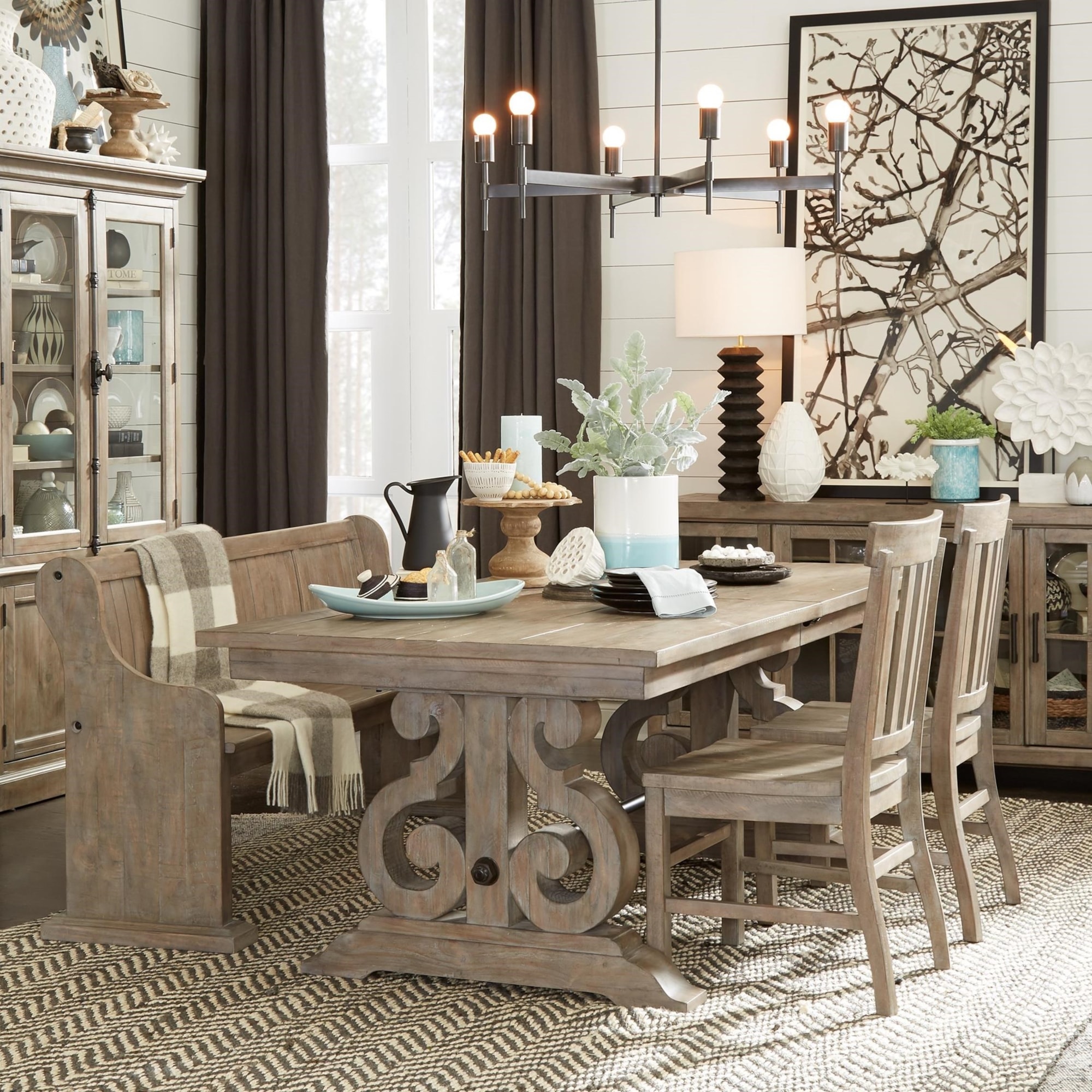 Magnussen Home Tinley Park Dining D4646-79 Relaxed Vintage Dining Bench ...